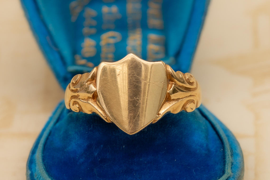 Vintage Gold Shield Signet Ring – Ravensbury Antiques